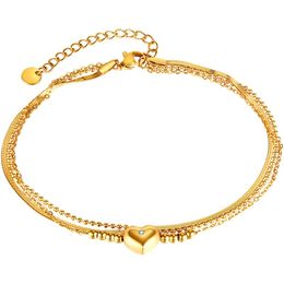 Firetti Fu&szlig;kette &raquo;Schmuck Geschenk Edelstahl K&ouml;rperschmuck Herzen Liebe&laquo; mit Zirkonia (synth.) gold Edelstahl Fu&szlig;kette