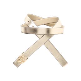 BOSS Damen Lederg&uuml;rtel "B-Icon-L Sr20", gold, Gr. 80, gl&auml;nzend, Leder, G&uuml;rtel, mit Logo-Schlie&szlig;e