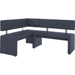 OTTO home Eckbank &raquo;Charissa&laquo; in 3 Gr&ouml;&szlig;en, verschiedene Qualit&auml;ten blau Holzwerkstoff, Massivholz B/H/T: 170cm x 90cm x 140cm, Strukturstoff, langer 