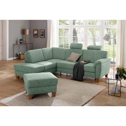 OTTO home Ecksofa &raquo;Alta L-Form&laquo; mit Federkern und Kontrastnaht, F&uuml;&szlig;e Buche eichefarben gr&uuml;n Struktur ( 100% Polyester);Struktur fein ( 100% Polyester)