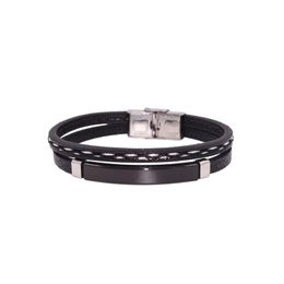 Firetti Herren Lederarmband &raquo;Schmuck Geschenk Armschmuck ID-Armband- Optik&laquo; Made in Germany silber 20cm, Baumwolle Edelstahl Leder