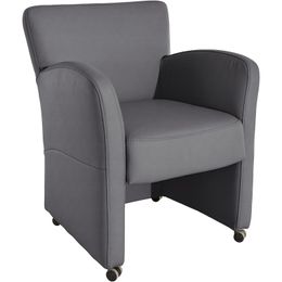 exxpo - sofa fashion Sessel &raquo;Cortado, Loungesessel auf Rollen, schmale Armlehnen, bequem&laquo; hohe Bodenfreiheit, sch&ouml;ne Detailverarbeitung braun 