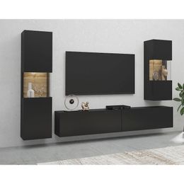 Home Affaire Wohnwand &raquo;Ava, Wohnzimmer-Set h&auml;ngend/stehend montierbar, Vitrine, Lowboard&laquo; braun B/H/T: 216cmcm x 140cmcm x 29,5cmcm