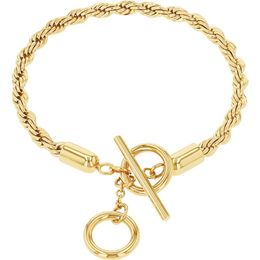 Amor Damen Armband &raquo;Kordelkettengliederung&laquo; gold 19cm, Edelstahl
