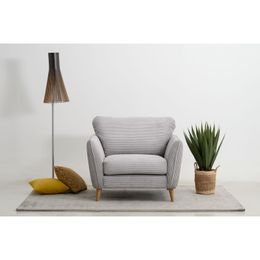 OTTO home Sessel &raquo;MARSEILLE&laquo; Massivholzbeine Eiche, Landhausstil, Wellenunterfederung grau 100% Polyester Cord, B/H/T: 103cm x 88cm x 90cm