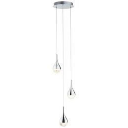 Brilliant Pendelleuchte &raquo;Frizzante&laquo; LED-Modul 1 Stk. Warmwei&szlig; LED H&auml;ngelampe 3flg chrom easyDim grau 3, &Oslash; 26cm H: 143,5cm, 1 Stk.