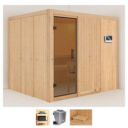 Karibu Sauna &raquo;Gitte&laquo; Set, Ofen 9 kW Bio externe Strg easy beige Bio-Kombiofen, externe Steuerung, 9 kW