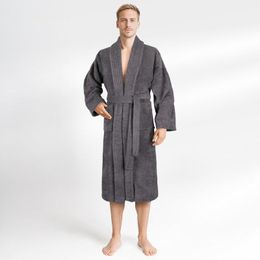 HAMMETEX Herrenbademantel &raquo;hergestellt aus 100% Baumwolle &ndash; 380 g/m&sup2; Frottee, mit Taschen&laquo; 1 Stk. saugf&auml;hig & Weich grau Baumwolle L