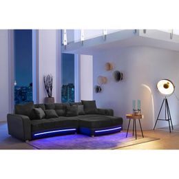 Jockenh&ouml;fer Ecksofa &raquo;Laredo L-Form, B: 322 cm, Heimkino f&uuml;r die ganze Familie&laquo; mit RGB-LED-Beleuchtung, Soundsystem & Zierkissen schwarz Kunstleder Softlux / 