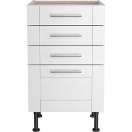 KOCHSTATION Unterschrank &raquo;KS-Ahus&laquo; Breite 50 cm wei&szlig; wei&szlig;, B/H/T: 50cm x 87cm x 58,4cm, Schubladen: 4 Stk.