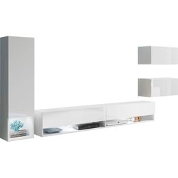 Home Affaire Wohnwand &raquo;Amadeo&laquo; Set, 4 Stk. tlg. wei&szlig; B/H/T: 290cmcm x 130cmcm x 31cmcm