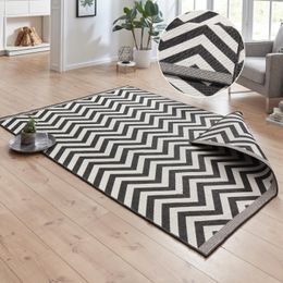 Teppich NORTHRUGS, B:80cm H:5mm L:150cm, schwarz, Kunstfaser, Wohnzimmer, Teppiche, "Palma Wendeteppich", In-& Outdoor, Wetterfest, Balkon, L&auml;ufer,