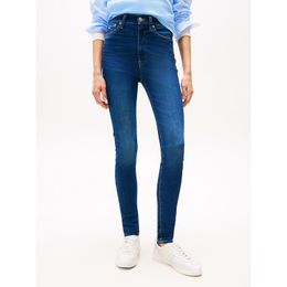 Tommy Jeans Damen Skinny-fit-Jeans &raquo;Sylvia High Rise Skinny&laquo; mit Logo-Badge blau 32, L&auml;nge 28