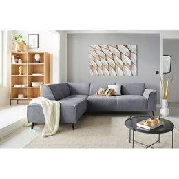 DOMO collection Ecksofa &raquo;Amora, bequem und zeitlos, L-Form&laquo; mit Federkern, Fu&szlig;h&ouml;he passend f&uuml;r g&auml;ngige Saugroboter! grau B/H/T: 263cm x 81cm x 191cm, 