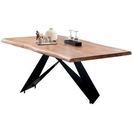 Sit Esstisch &raquo;Conwy aus Akazie massiv mit Baumkante & Cross-Base-Gestell&laquo; 1 Stk. tlg. 56 mm starke Akazienplatte mit nat&uuml;rlich gewachsener Baumkante 