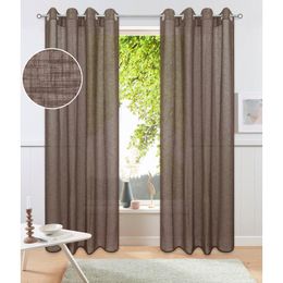 OTTO home Gardine &raquo;Fiete&laquo; &Ouml;sen 1 Stk. tlg. Leinen Optik, monochrom, basic, pflegeleicht, verschiedene Gr&ouml;&szlig;en braun Polyester 245cm, &Ouml;sen, 140cm