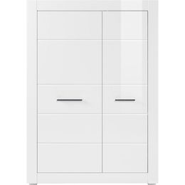 Home Affaire Mehrzweckschrank &raquo;Bianco, moderner Schrank, Wohnzimmerschrank in Wei&szlig; Hochglanz&laquo; silberne Metallgriffe, universal einsetzbar, ausreichend