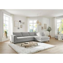 Die PlanBar Ecksofa &raquo;MP-IN24153, L-Form, Breite 289 cm&laquo; wahlweise mit Schlaffunktion und verstellbaren Kopfst&uuml;tzen grau 100% Polyester B/H/T: 289cm x 