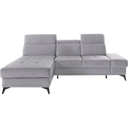 OTTO home Ecksofa &raquo;Cardiz L-Form&laquo; inkl.Kopfteilverstellung und Federkern wahlweise mit Schlaffunktion grau Webstoff (100% Polyester);Luxus-Microfaser 
