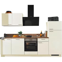 KOCHSTATION K&uuml;che &raquo;KS-Scafa, mit Soft-Close, mit h&ouml;henverstennbaren F&uuml;&szlig;en&laquo; vormontiert, wahlweise mit E-Ger&auml;ten, Stellbreite 280 cm beige B/H/T: 280cm