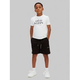 M&auml;dchen Shorts "LOGO SHORTS", schwarz, Gr. 4, Calvin Klein Jeans, unifarben, Web, Obermaterial: 100% Baumwolle, Hosen, Regular fit f&uuml;r Kinder, mit