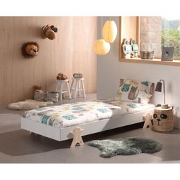 Vipack Kinderbett &raquo;Modulo, stapelbares Einzelbett, inkl. Rolllattenrost, 2 Farben&laquo; B/H/T ca. 203,6x93,8x48cm, Fu&szlig; Smile massiv, Bettseiten MDF lackiert, 