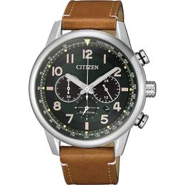 Citizen Herren Chronograph Armbanduhr, Herrenuhr, Solar, Datum, Stoppfunktion, Lederarmband braun Einheitsgr&ouml;&szlig;e