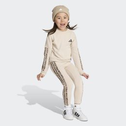 M&auml;dchen Trainingsanzug "SET, LEGGINGS, ANIMALPRINT"crystal linen, multicolor, schwarz braun, Gr. 110, adidas Sportswear, Obermaterial: 70% Baumwolle,