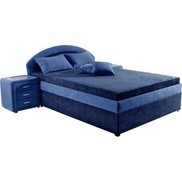 Maintal Polsterbett blau Liegefl&auml;che L&auml;nge B: 200cm x 160cm, H&ouml;he Bett: 96cm H&ouml;he Liegefl&auml;che: 51,00, Festpolsterung H3