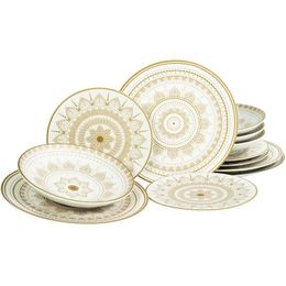 Creatable Teller-Set &raquo;Mandala Gold&laquo; Teller Set, goldene orientalische Motive, 12 Teile, f&uuml;r 4 Personen gold Steinzeug 12 Stk.