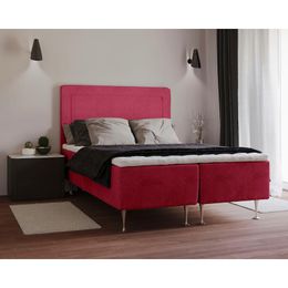 Home Affaire Boxspringbett &raquo;Hacer&laquo; Topper, H2 oder H3 und in Breiten 70,80,90,120,140,160,180 w&auml;hlbar rot 100% Polyester Samtoptik, Liegefl&auml;che B/L: 