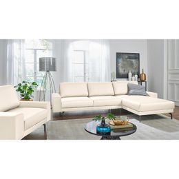 Creation BY ROLF BENZ Ecksofa &raquo;CR.450, Designecksofa, L-Form&laquo; Armlehne breit und niedrig, Alugussf&uuml;&szlig;e in umbragrau, Breite 274 cm wei&szlig; Luxus-