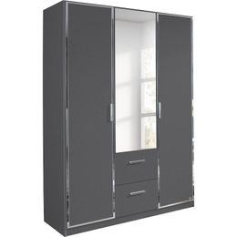 Rauch Dreht&uuml;renschrank &raquo;Marl&laquo; mit eleganten Chromgriffen sowie Aufleistungen grau Holzwerkstoff B/H/T: 136cm x 197cm x 54cm