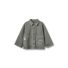 Wheat Jungen Langarmshirt "Wheat Overshirt Cole stitch", grau, Gr. 128, unifarben, 100% Baumwolle, Shirts