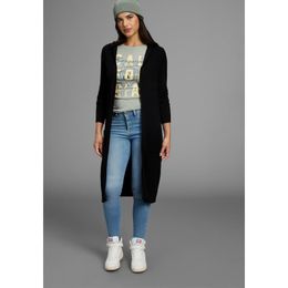 Kangaroos Damen Kangaroos Longstrickjacke mit Kapuze, Langarm, figurumspielende Passform, ohne Verschluss schwarz 40/42