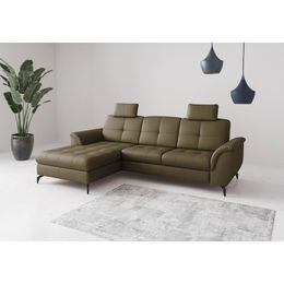 Sit & More sit&more Ecksofa &raquo;Zora&laquo; B/H/T: 262cm x 92cm x 164cm, NaturLEDER , Recamiere links,mit Bett,ohne Bettkasten,R&uuml;cken Spannstoff
