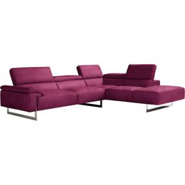 Egoitaliano Ecksofa &raquo;Malika, elegant und bequem, Designsofa, L-Form&laquo; mit Ottomane, inkl. Kopfteilverstellung und chromfarbenen Metallf&uuml;&szlig;en pink B/H/T: 300cm x 