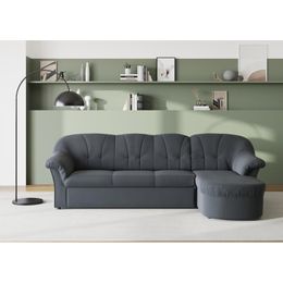 DOMO collection Ecksofa &raquo;Pegnitz, elegante R&uuml;ckensteppung, kompakte Stellma&szlig;e 238/141cm, L-Form&laquo; wahlweise mit Bettfunktion grau 92% Polyester, 8% 