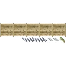 TETZNER & JENTZSCH Sichtschutzelement &raquo;EDMONTON 3&laquo; kesseldruckimpr&auml;gniert beige Massivholz, Stahl H/L: 180cm x 9,54m, Pfosten: 6 Stk.