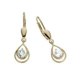 Firetti Damen Paar Ohrh&auml;nger &raquo;Schmuck Geschenk Gold 333 Ohrschmuck Patentbrisur Tropfen Glitzer&laquo; mit Blautopas (behandelt) bunt Gelbgold 333