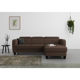 Sit & More sit&more Ecksofa &raquo;Belluci L-Form&laquo; inklusive Federkern, wahlweise mit Schlaffunktion und Bettkasten braun B/H/T: 247cm x 85cm x 170cm, Luxus-Microfaser