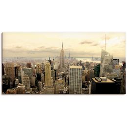 Artland Leinwandbild &raquo;Skyline Manhattan - New York&laquo; Amerika 1 Stk. tlg. auf Holzrahmen gespannt beige B/H/T: 60cm x 30cm, Leinwandbild Amerika, 1 Stk.