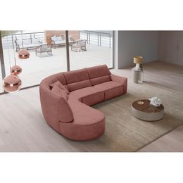 Egoitaliano Ecksofa &raquo;Puffy, extravagant & edel, Retro Designsofa, hoher Sitzkomfort, L-Form&laquo; mit Ottomane, wahlweise mit und ohne elektrischer Relaxfunktion braun
