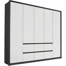 Rauch Dreht&uuml;renschrank &raquo;Mainz mit Passepartout&laquo; optional mit Beleuchtung, Au&szlig;ent&uuml;ren mit Push-to-Open Funktion grau Holzwerkstoff B/H/T: 230cm x 212cm