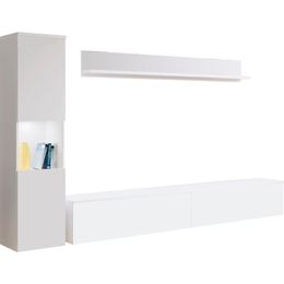 OTTO home Wohnwand &raquo;PARIS, Vitrine T&uuml;ranschlag links/rechts wechselbar&laquo; Komplett-Set, 3 Stk. tlg. wei&szlig; B/H/T: 220cmcm x 130cmcm x 33cmcm