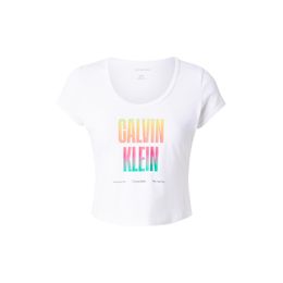 Calvin Klein Jeans Shirt 'Slim Stretch Logo - Pride' Damen Gr&ouml;&szlig;e XS/S gelb / mandarine / pink / wei&szlig;