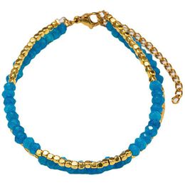 Firetti Damen Armband &raquo;Schmuck Geschenk Edelstahl Armschmuck Armkette Edelstein&laquo; Made in Germany - mit H&auml;matit, Jade blau 23cm, Edelstahl