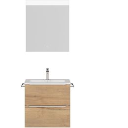 Nobilia Badm&ouml;bel-Set &raquo;Levere&laquo; vormontiert, mit Soft-Close, 2 Stk. tlg. braun B/H/T: 61cmcm x 169cmcm x 48,7cmcm, Griffe chrom