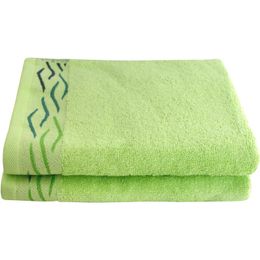 Dyckhoff Handt&uuml;cher &raquo;Wave&laquo; mit Jacquard-Bord&uuml;re gr&uuml;n Frottier, Baumwolle B/L: 50cmx100cm, 2 Stk., Wellen, Frottier