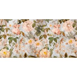 Livingwalls living walls Vliestapete &raquo;Florale Vintage-Tapete Rosen Beige Rosa Romantisch&laquo; matt glatt bunt Vlies B/L: 2,5m x 5m, Rollen: 1
